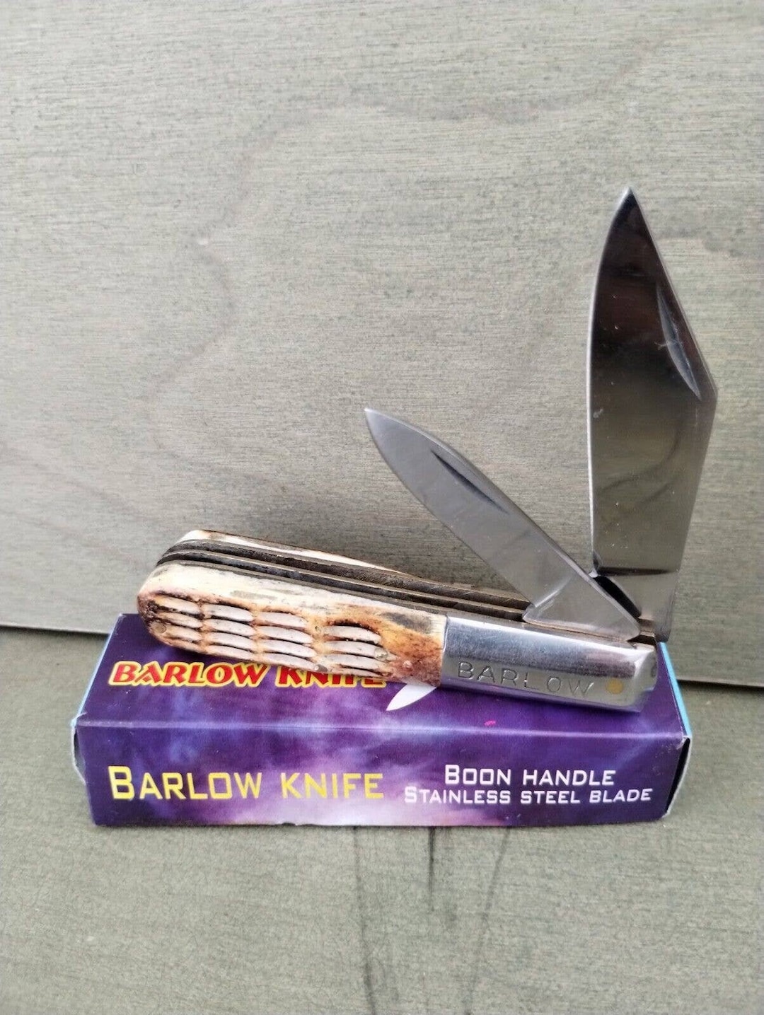 Vtg Barlow Pocket Knife 3 1/2" K-13 B Bone Handle 2 Blades With ...