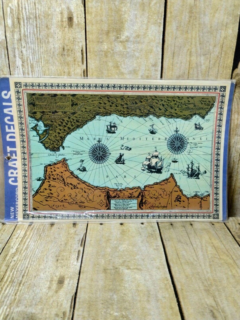 Vtg Decal Old World Map Maris Mediterranei Meyercord Deecals - Etsy