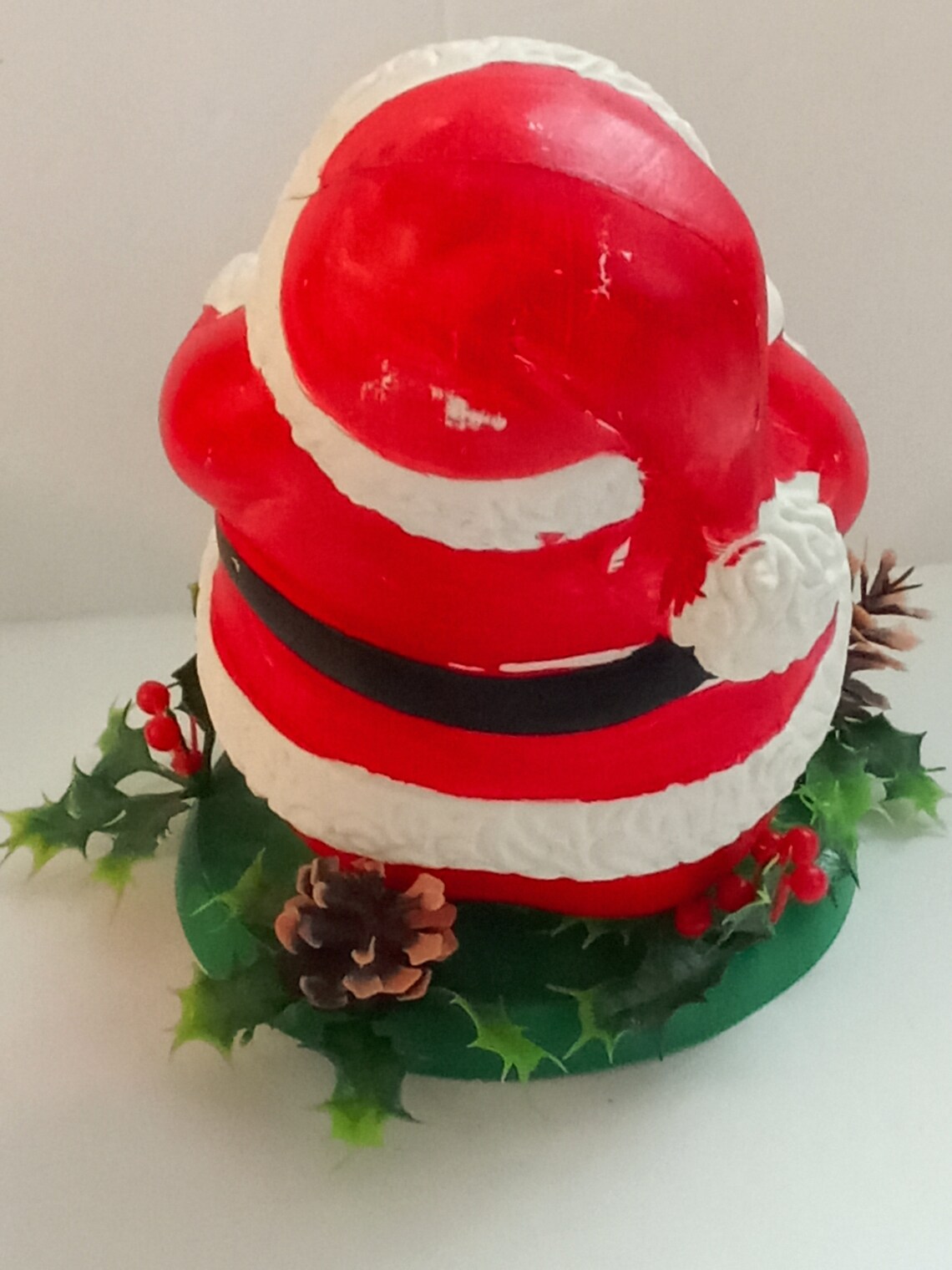 Vintage Christmas Santa Claus Blow Mold on Base W/ Holly & - Etsy