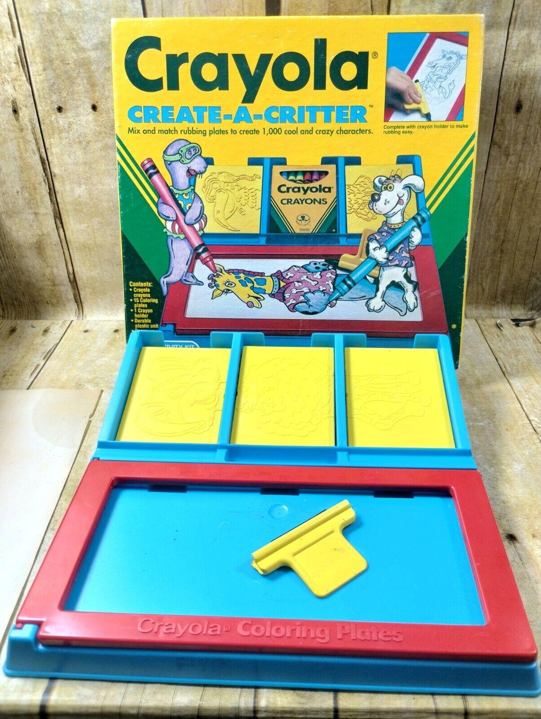 Vintage 1991 Crayola Create Critter Coloring Kit Fun Rubbing Mix Match ...