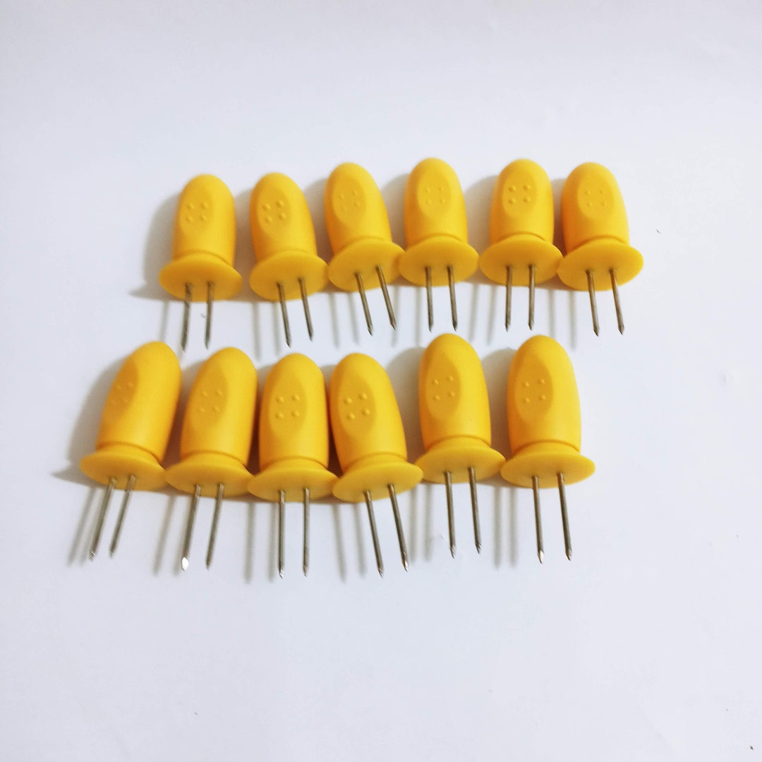 Vintage Yellow Corn on the Cob Chunky Pick Holders Set of 6 Plastic Fun ...