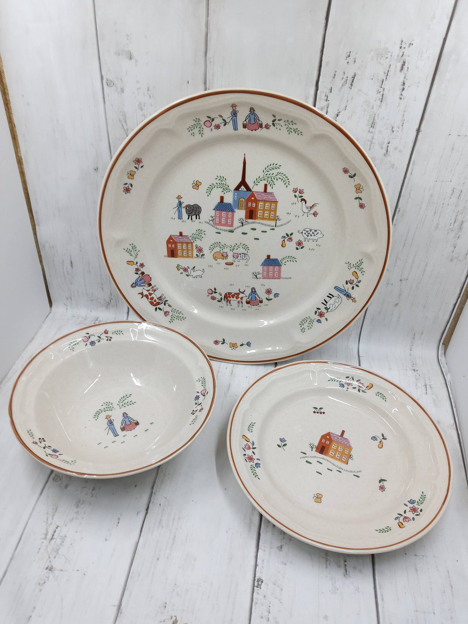 Vintage Our Country By Newcor Dinnerware Brown Floral & Farm | Etsy