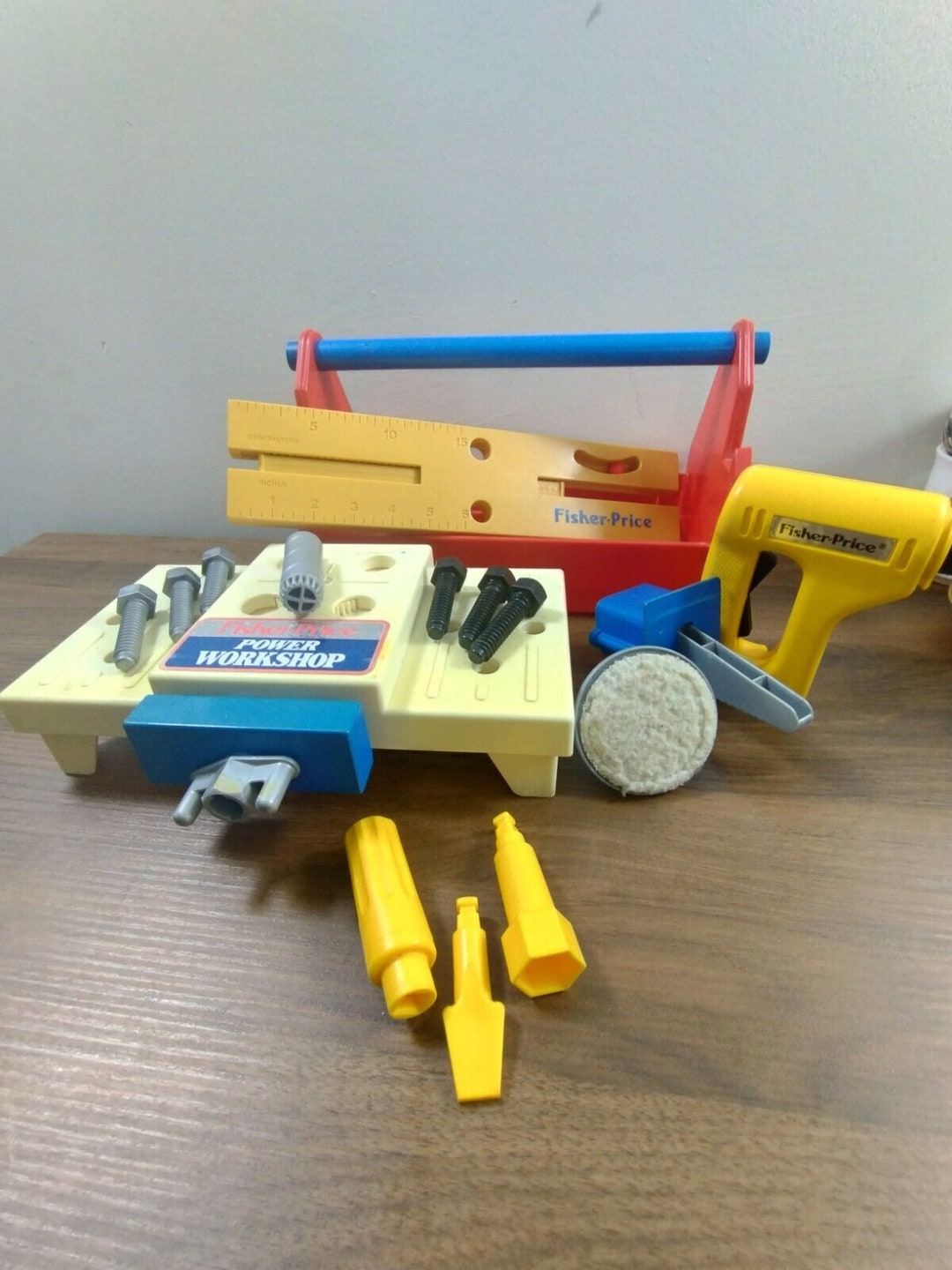 Vtg Fisher Price Power Workshop Tool Box W/ Drill Level Builder Play - Etsy