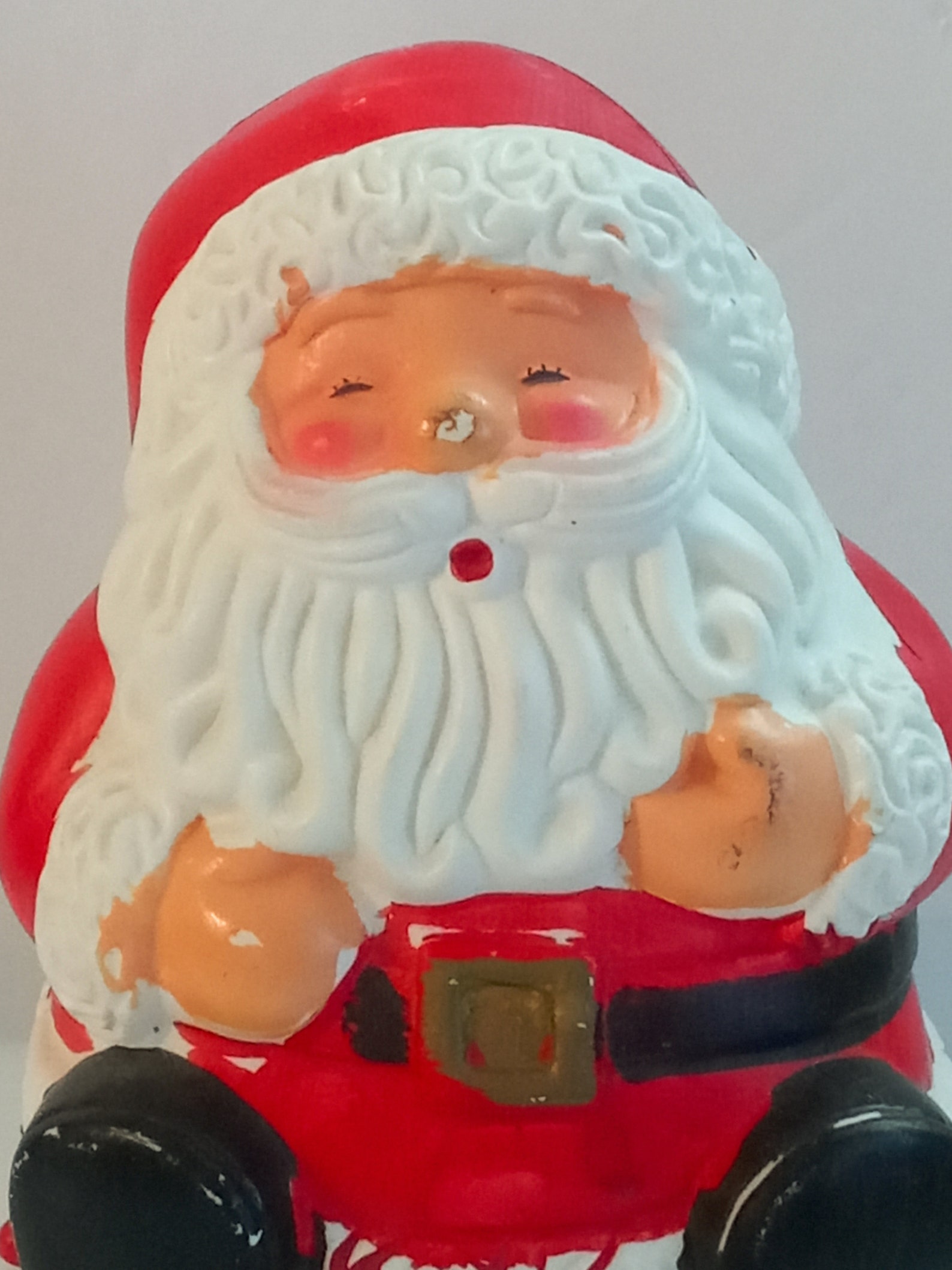 Vintage Christmas Santa Claus Blow Mold on Base W/ Holly & - Etsy