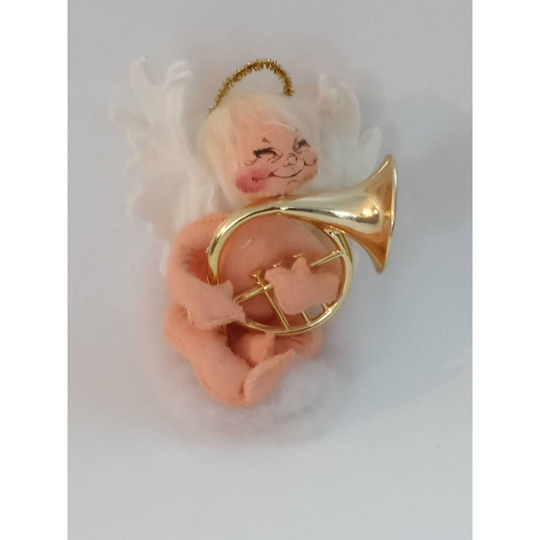 Vtg Christmas Plush Angle W/ Trumpet Floating on Cloud - Etsy