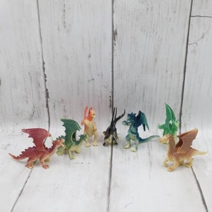 Mini Dragon Toy Play Figures Set of 7 - Etsy