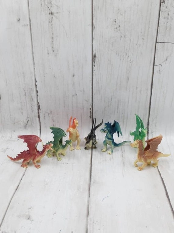 Mini Dragon Toy Play Figures Set of 7 - Etsy