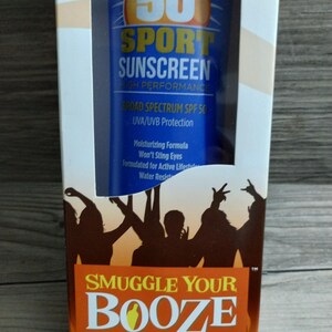 Vtg Stealth Flask 50 Sports Sunscreen Bottle Smuggle Your Booze ebox D ...