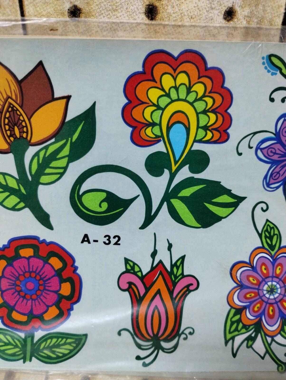 2 Vtg Decorcal Hand Painted Decal Psychedelic Flowers A-32 - Etsy
