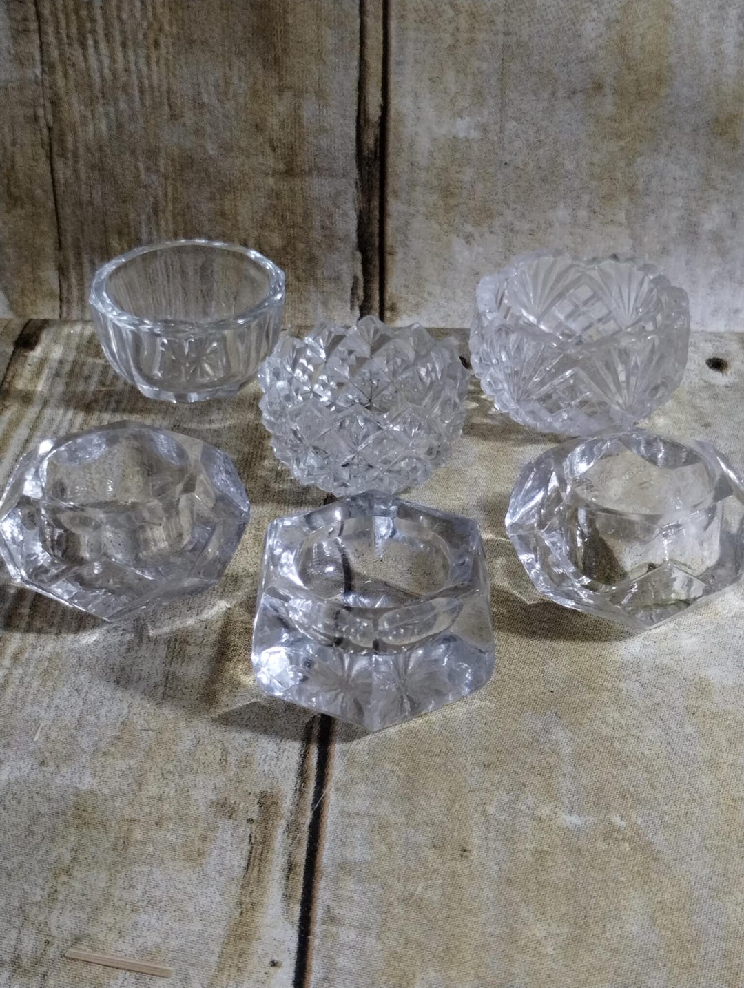 Vintage Cut Glass Salt Cellars Set of 6 Assorted Table Decor (c4) - Etsy