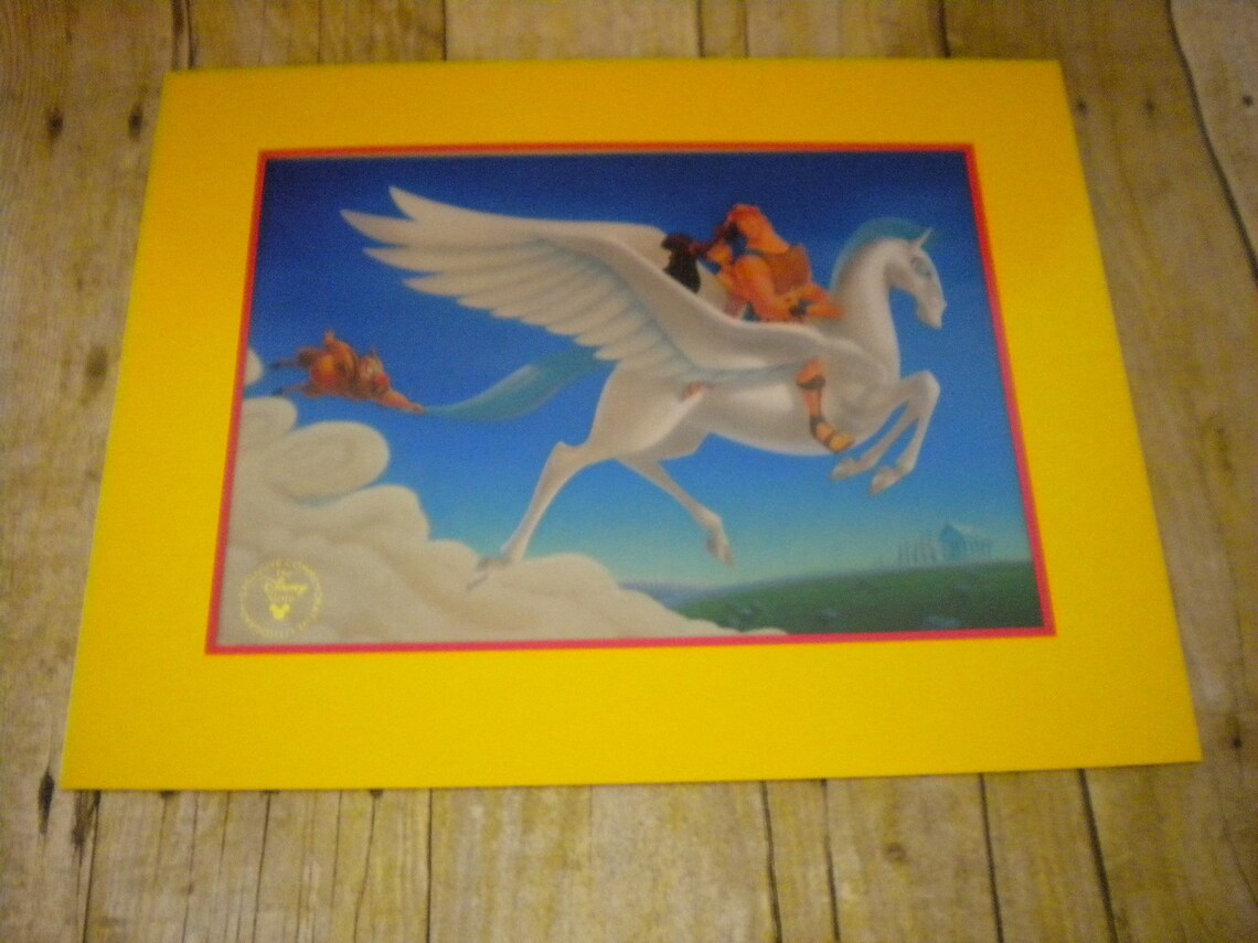 Vintage Hercules Lithograph Megara Phil & Pegasus Disney Store | Etsy