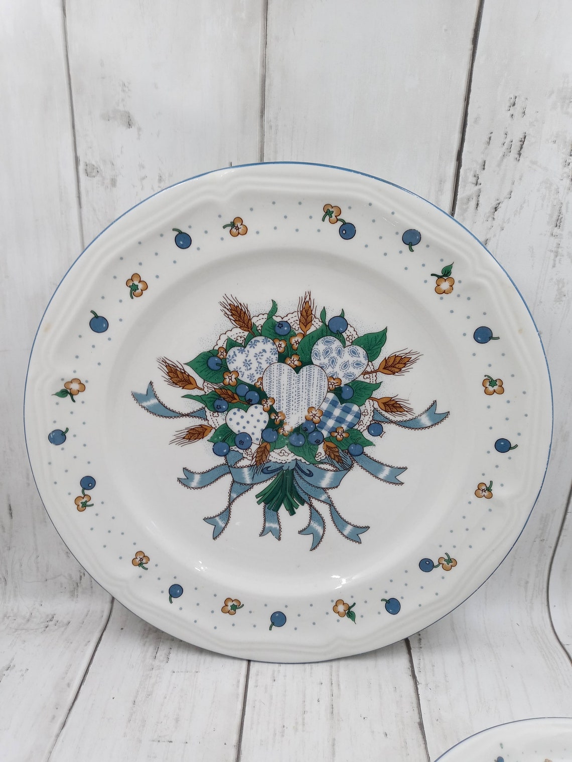Vtg Blueberry Hearts Dinnerware by Tabletops Unlimited Hearts, Ribbon ...