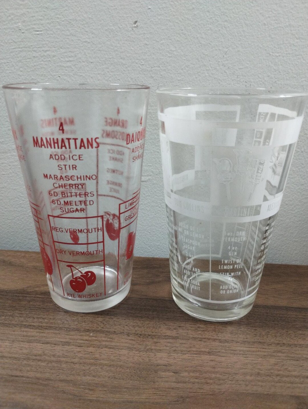 2 Bar Glass W/mix Drink Recipes Bronx-manhattan-martini-daiquiri-orange ...
