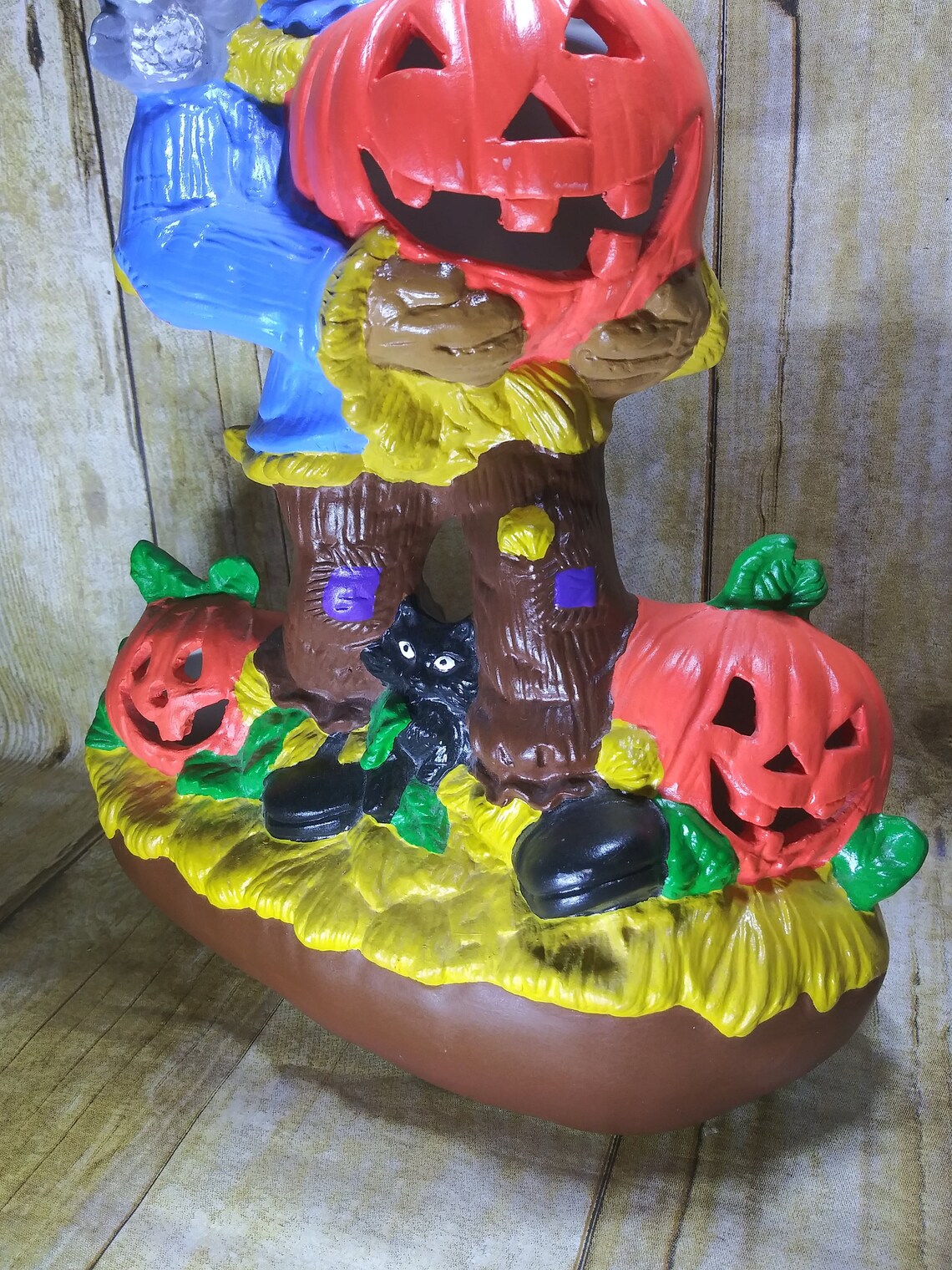 Vintage Scarecrow Jack O Lantern Black Cat & Owl Halloween | Etsy