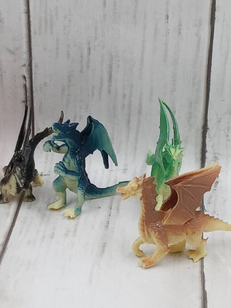 Mini Dragon Toy Play Figures Set of 7 - Etsy