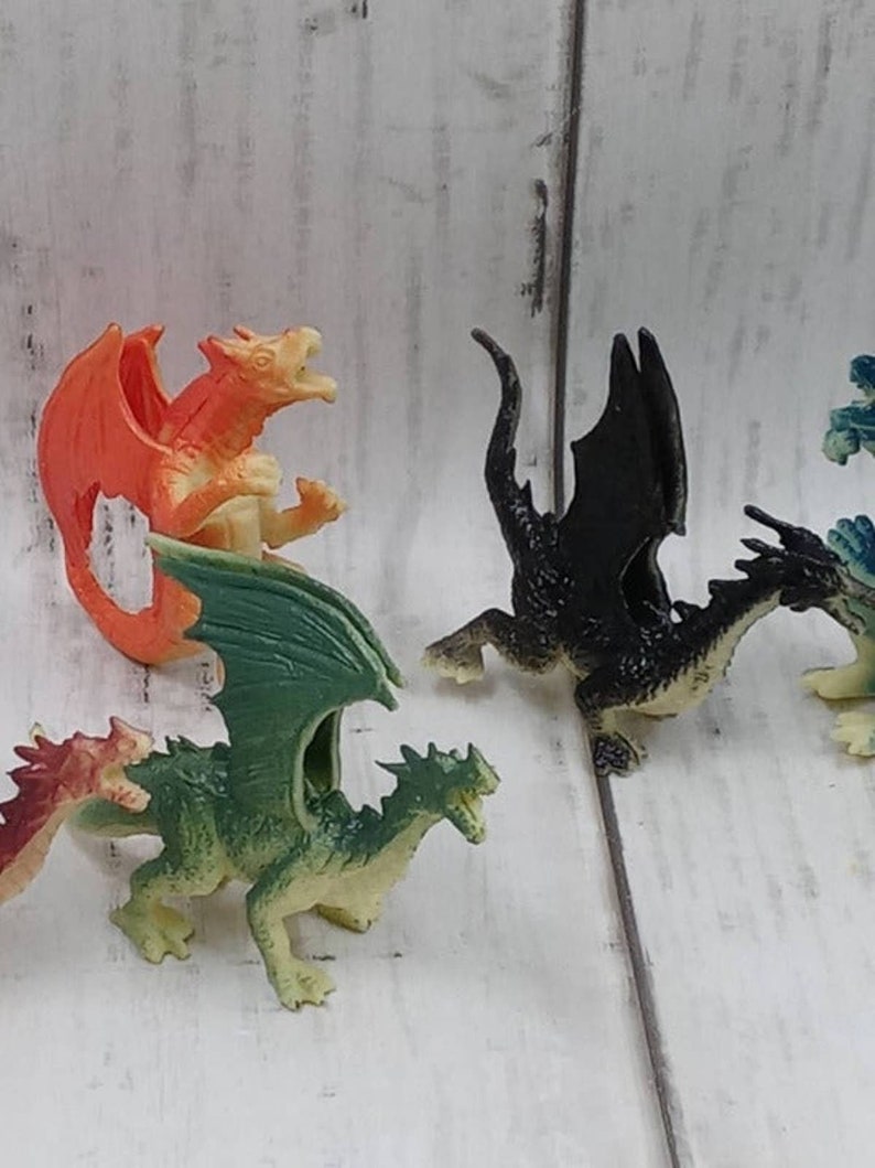 Mini Dragon Toy Play Figures Set of 7 - Etsy