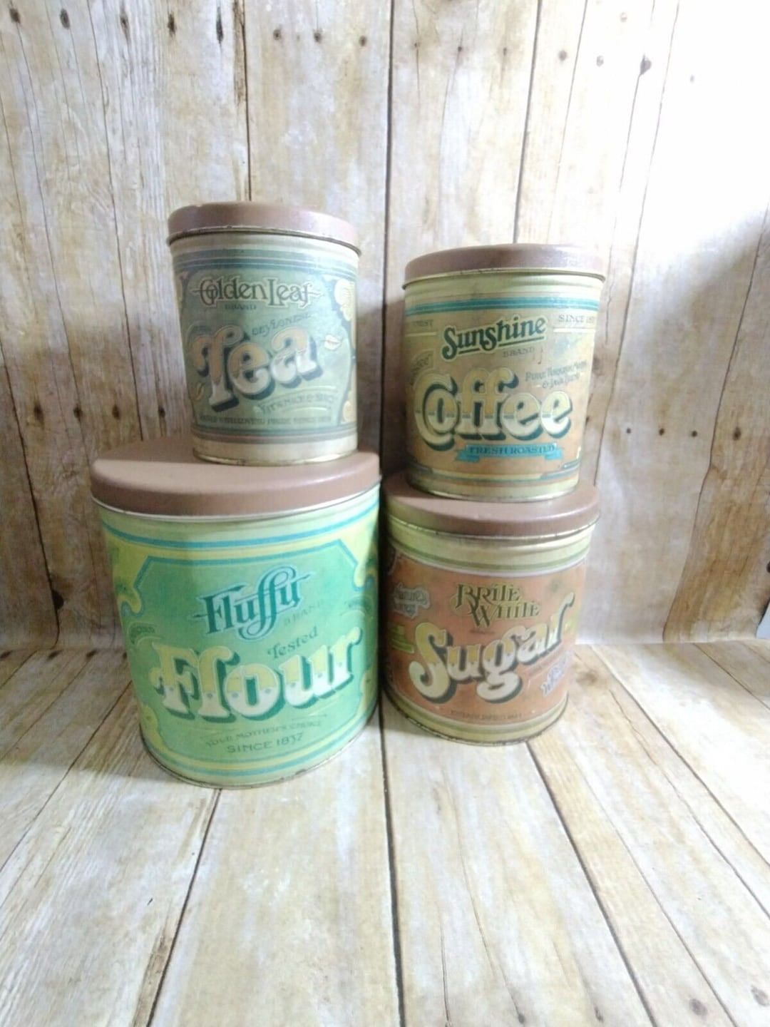 Ballonoff Canister Set Flour Sugar Coffee Tea Nesting Tins Vintage ...