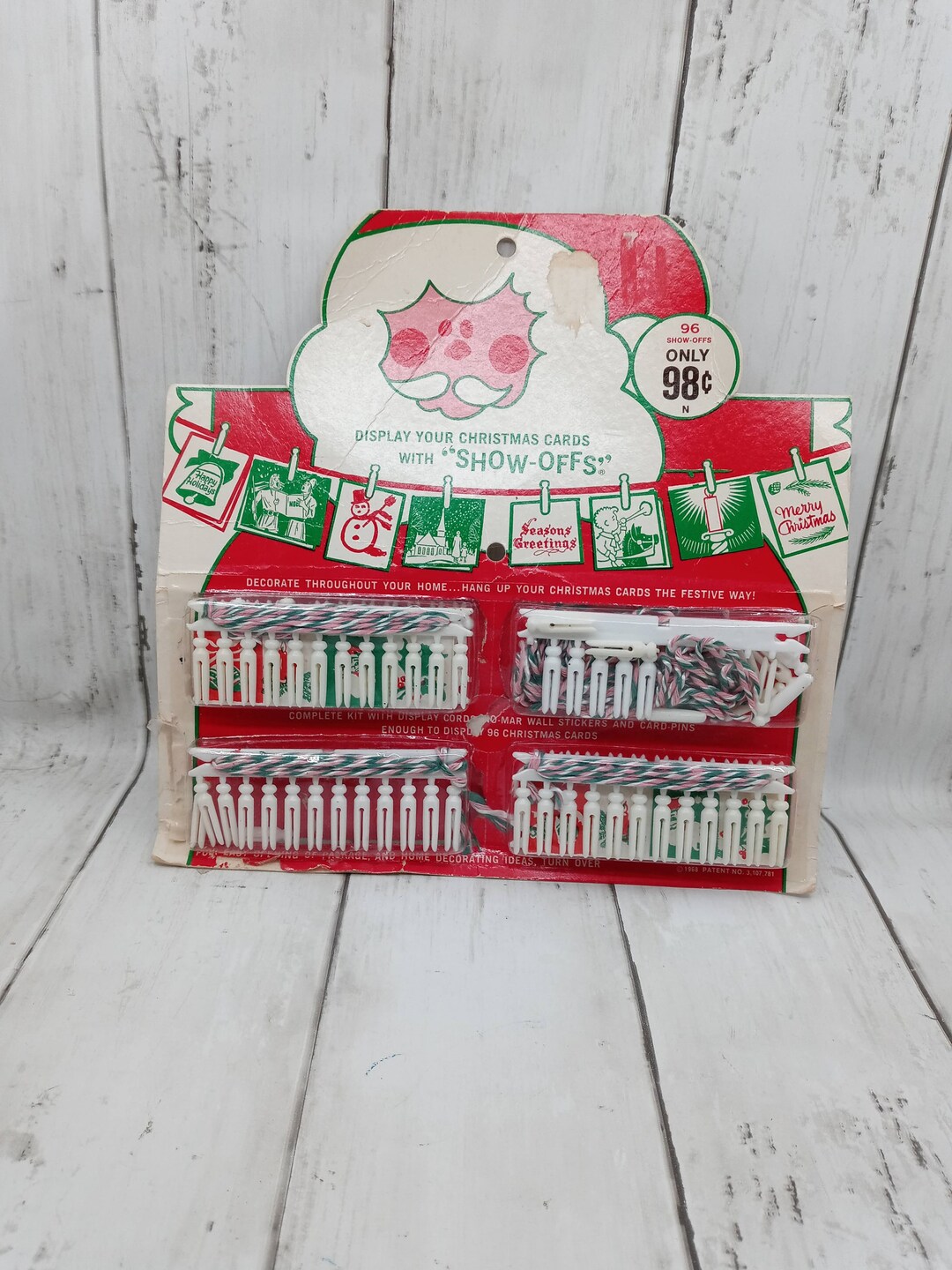 Vintage Christmas Card Display Strings & Clips Festive Way to show Offs ...