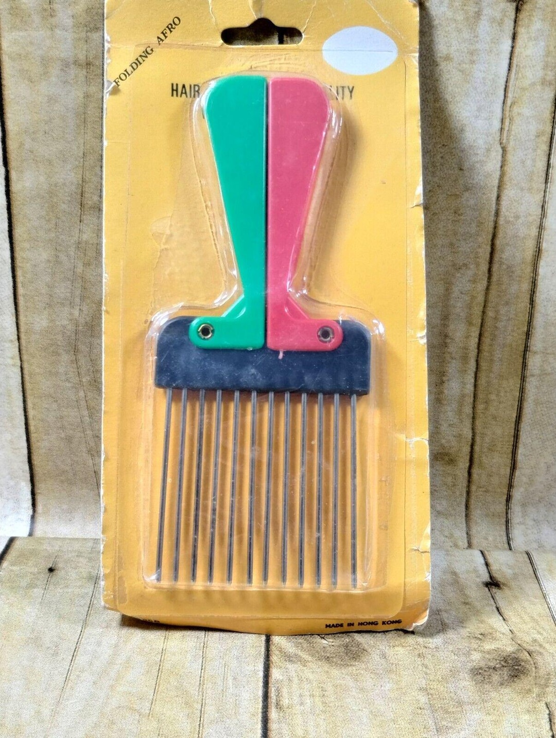 Vintage Old School 1970's Nylon/steel Green/red Folding Pocket Afro ...