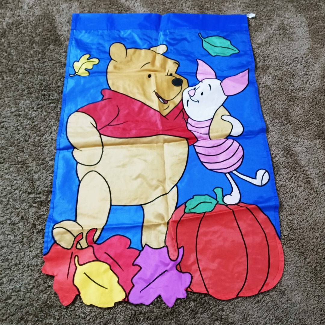 Vintage Disney Winnie the Pooh Piglet Fall Flag Large Yard/ Garden ...
