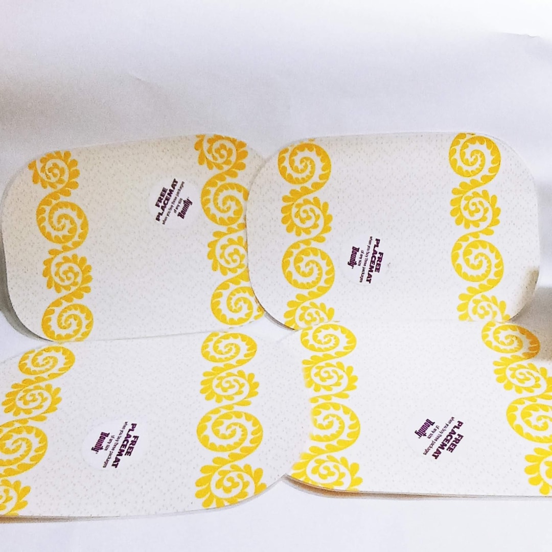 Vintage Bounty Promotional Placemats Set of 4 Yellow & White Swirls and ...