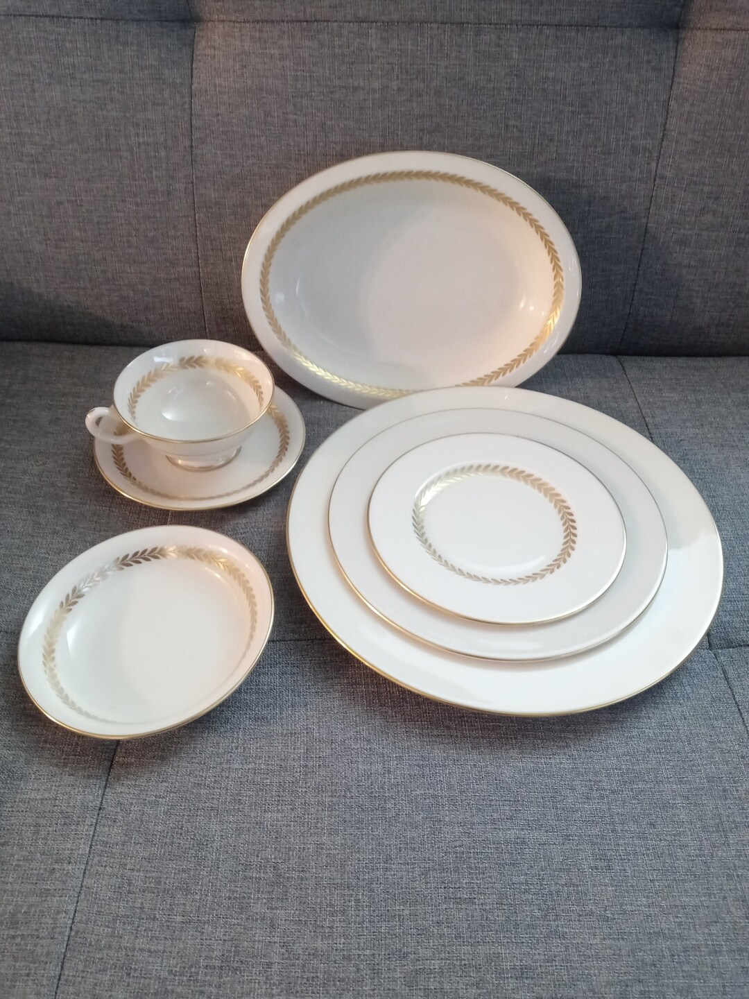 Vtg Imperial by Lenox Dinnerware P-338 Cream W/ Gold Laurel Wreath ...