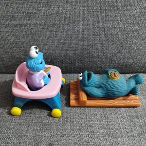 ILLCO Cookie Monster Sesame Street PVC Figures Set of 2 Cake Toppers ...