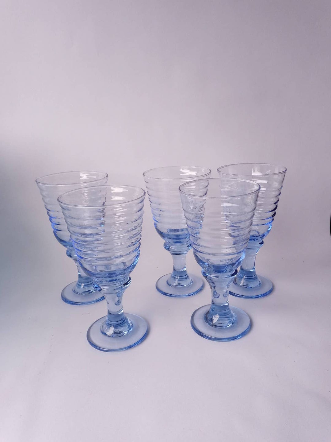 5 Vtg Libbey Ice Blue Water Glasses Swirl Pattern (shelf) - Etsy