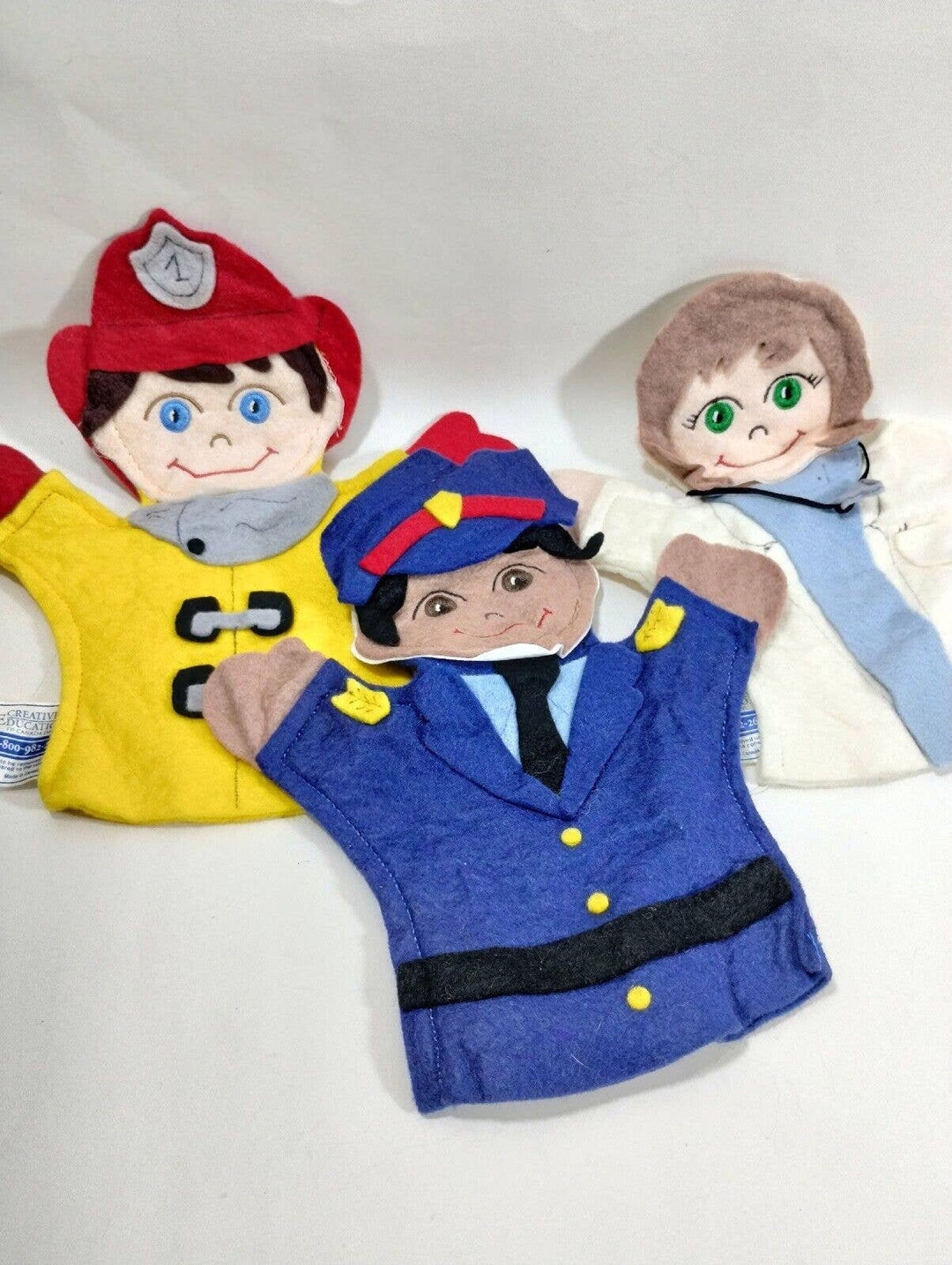 CREATIVE EDUCATION Felt Hand Puppets 1st Responders Doctor Police ...
