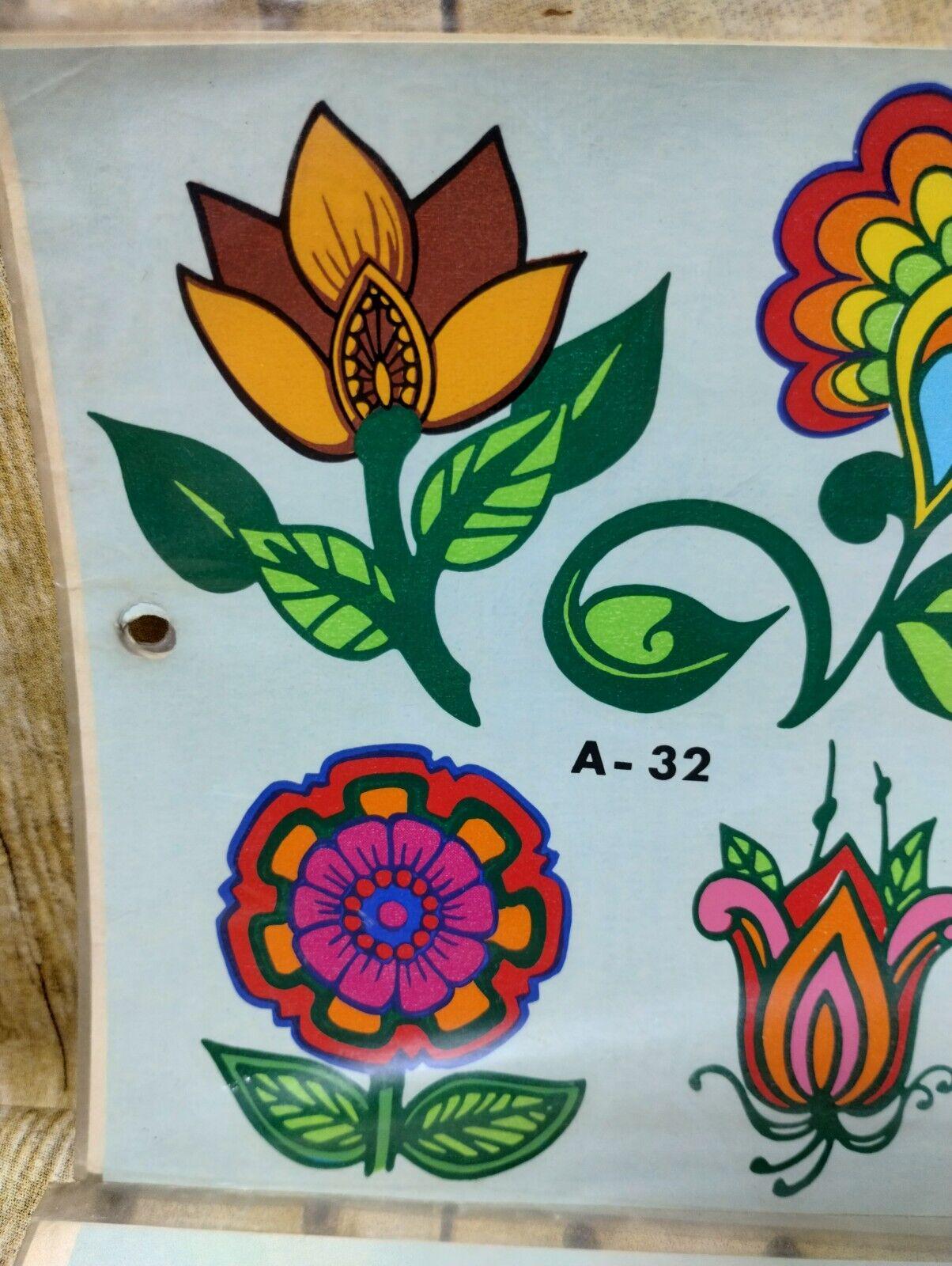 2 Vtg Decorcal Hand Painted Decal Psychedelic Flowers A-32 - Etsy
