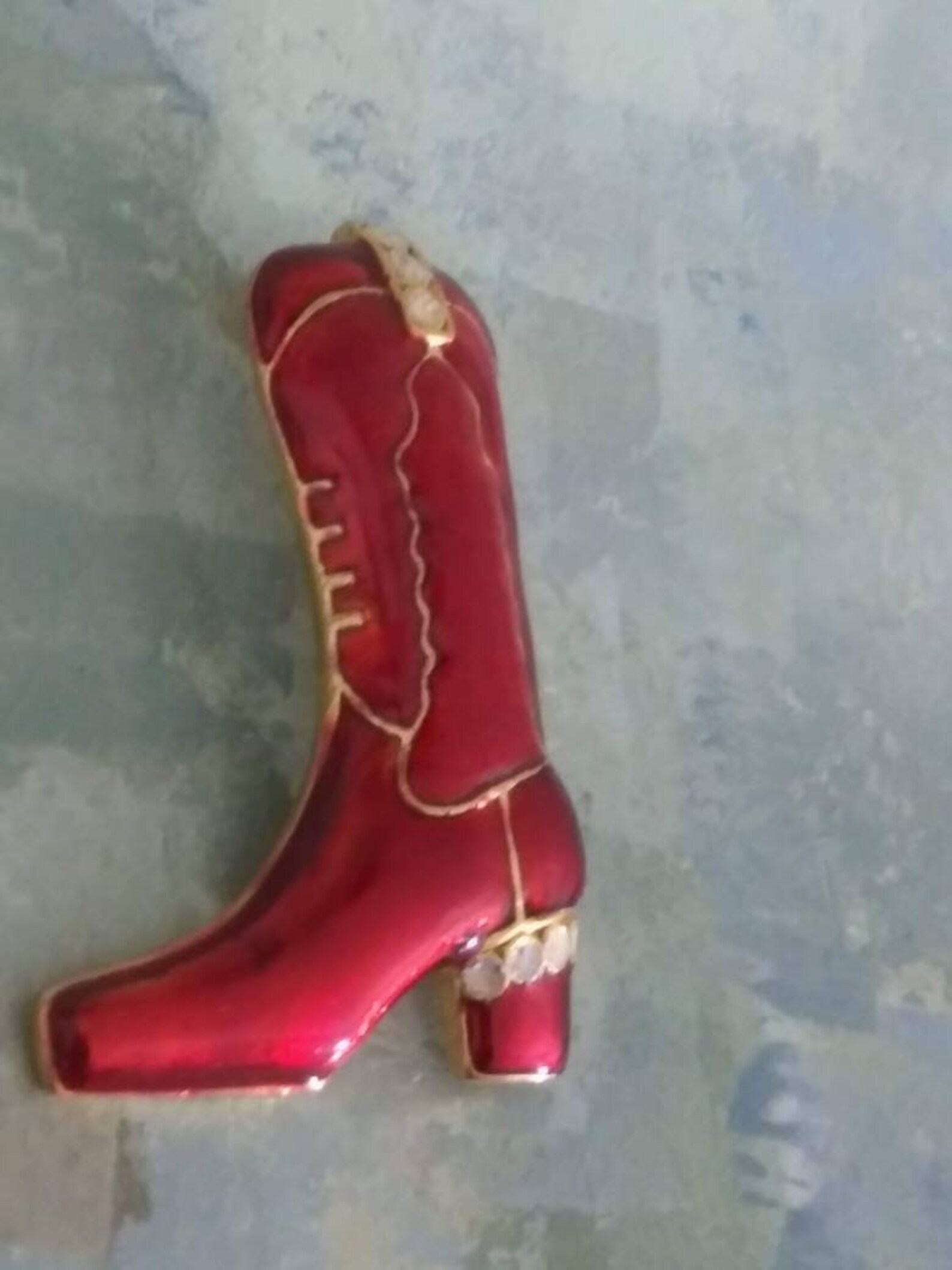 Vintage Red & Gold Bling Cowgirl Boot Brooch jb2 | Etsy