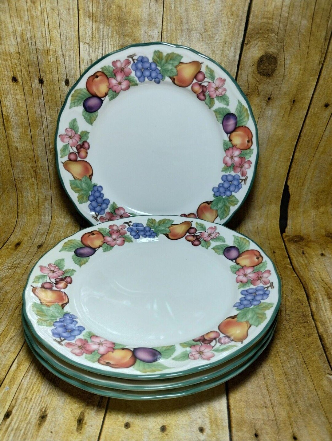 4 Vtg Noritake Epoch Market Day Fruit Dinner Plates Korea - Etsy
