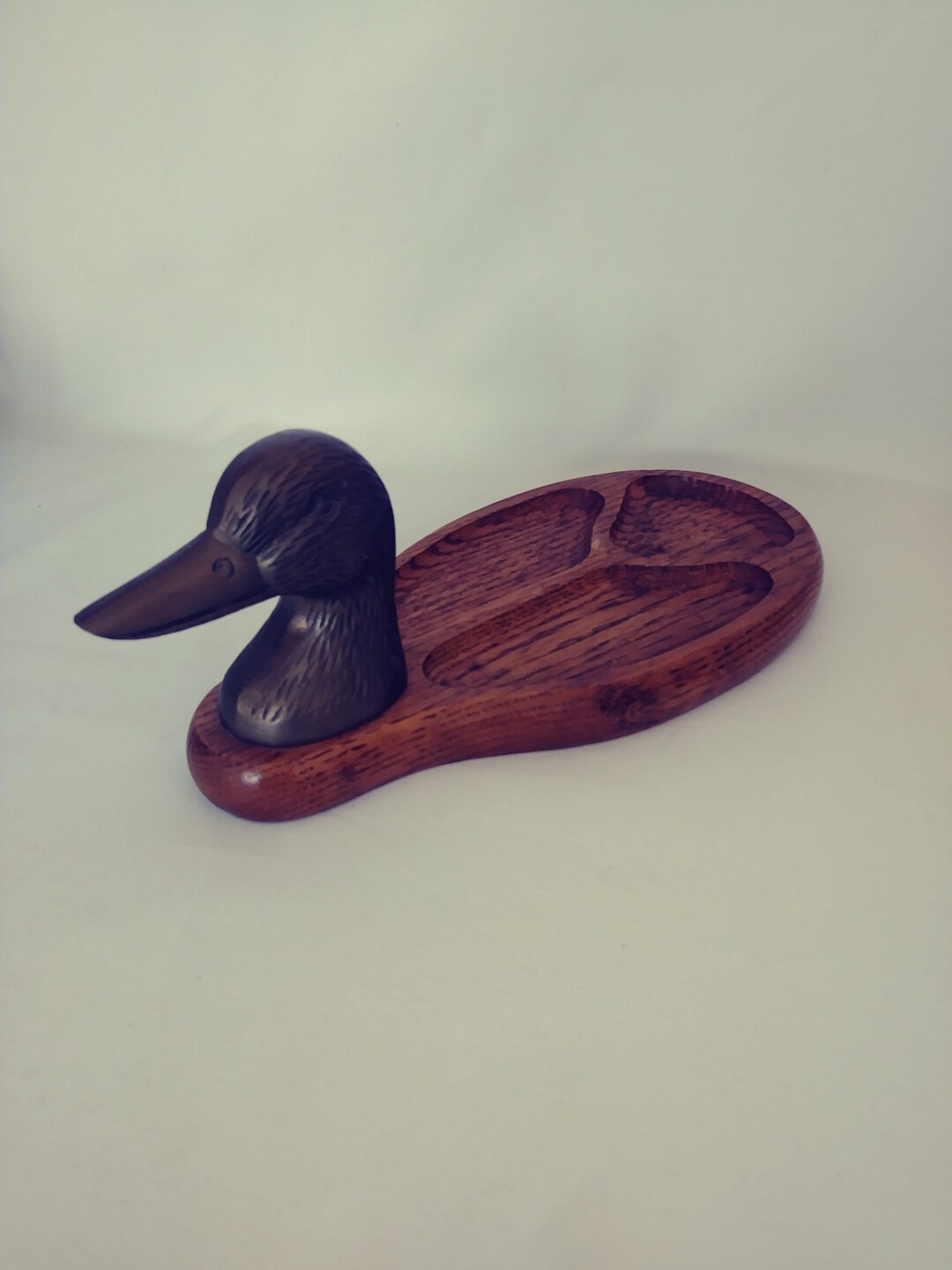 Vintage Mallard Duck Trinket Coin Tray Wood and Metal Brass - Etsy