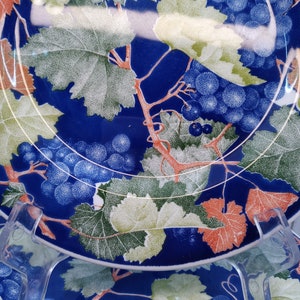 Vintage La Primula Quadrifoglio Grapes Leaves on Blue Dinnerware Set ...
