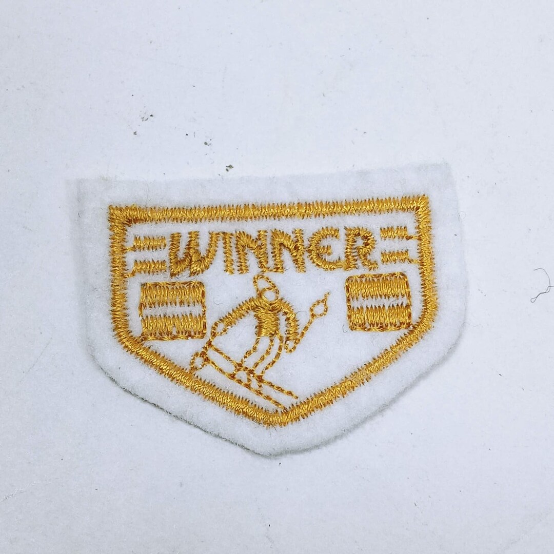 Skiing Winner Felt Patch Sew on Unused White & Gold (4D) - Etsy