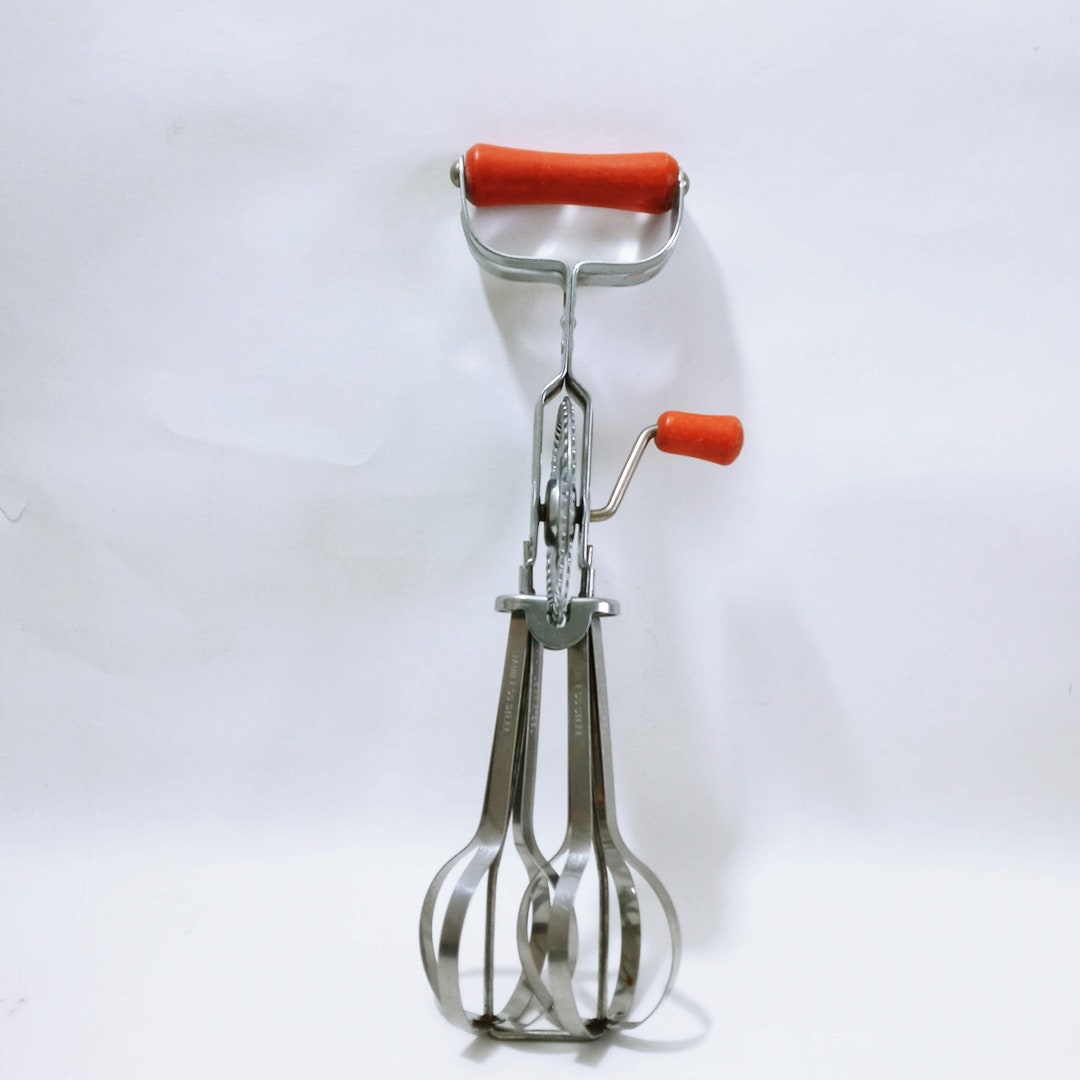 Vtg Androck Egg Beater Mixer Orange Wood Handle Stainless Steel (b6) - Etsy