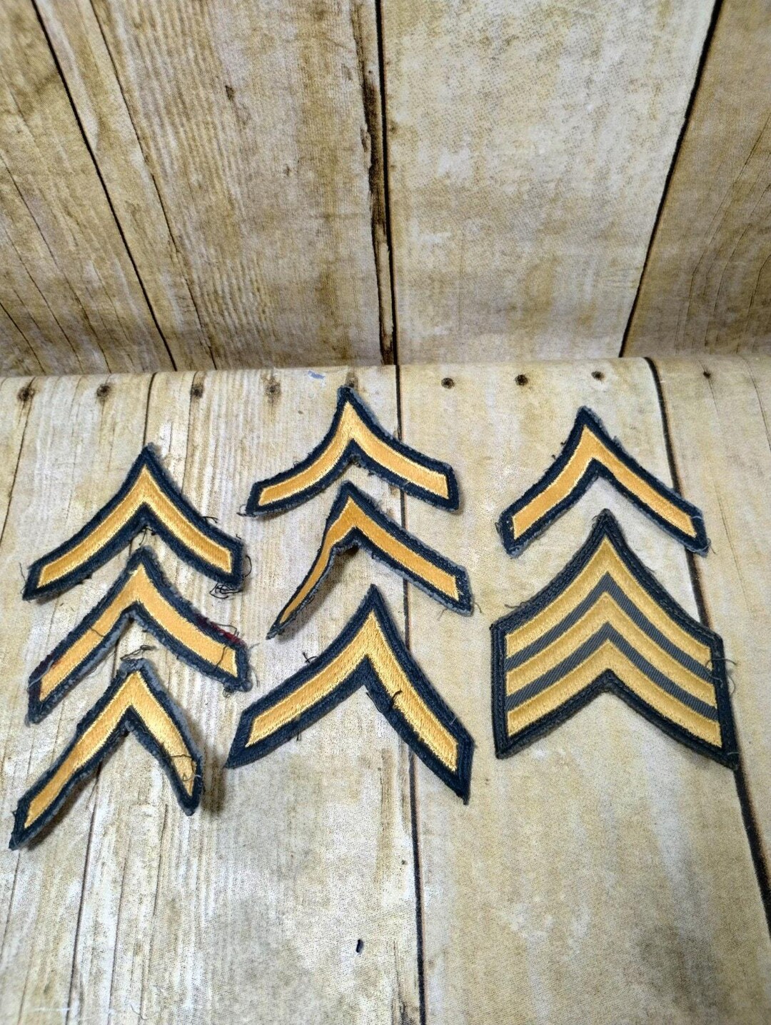 7 Patches Set War US Army PFC Private First Class Rank Stripes Chevron ...