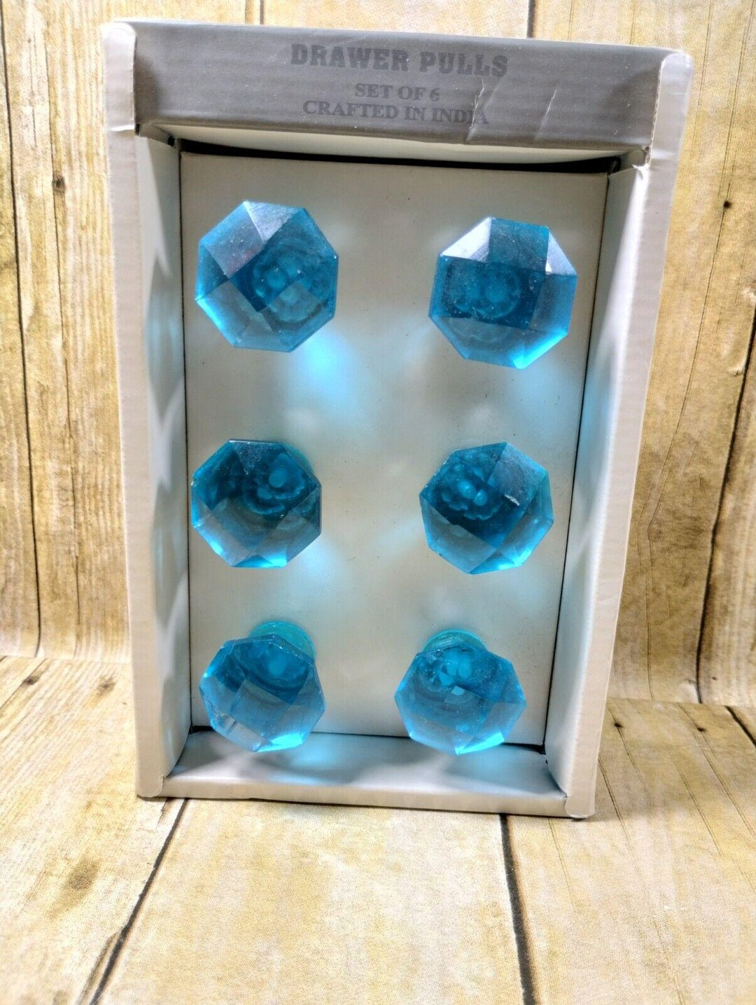 Blue Acrylic Drawer Pull Knobs Face of Knob is 1.5 in Diameter Set of 6 ...
