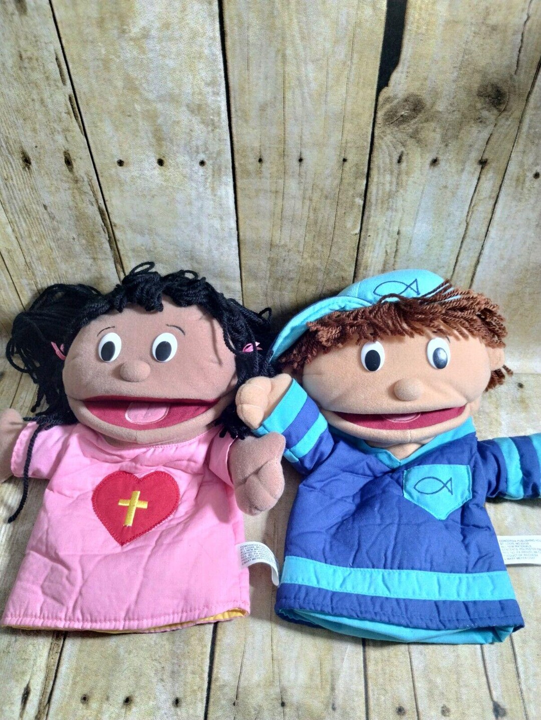 Vtg Religious Boy Girl Hand Puppets Jake & Jenna Concordia Publishing ...