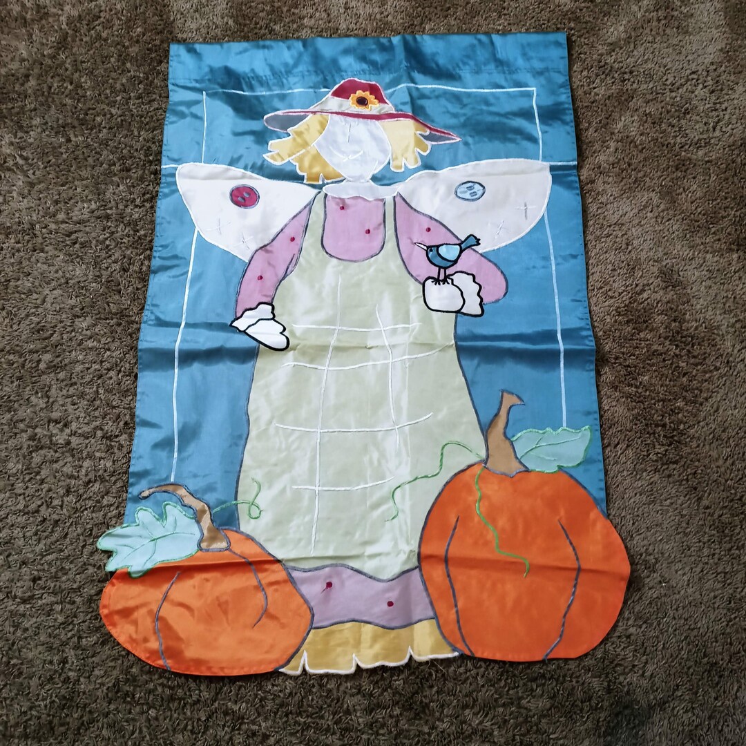 Vintage Angel Farmer Scarecrow Fall Flag Large Yard/ Garden Decorations ...