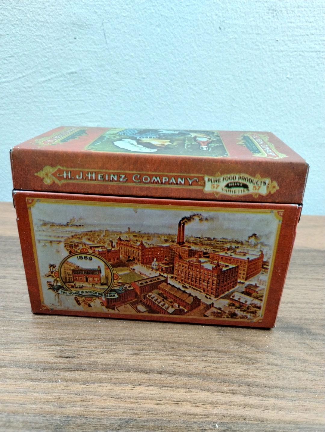 Vtg Heinz Recipe Receipt Tin Box Rustic Faded H J Heinz Co Factory (1 ...