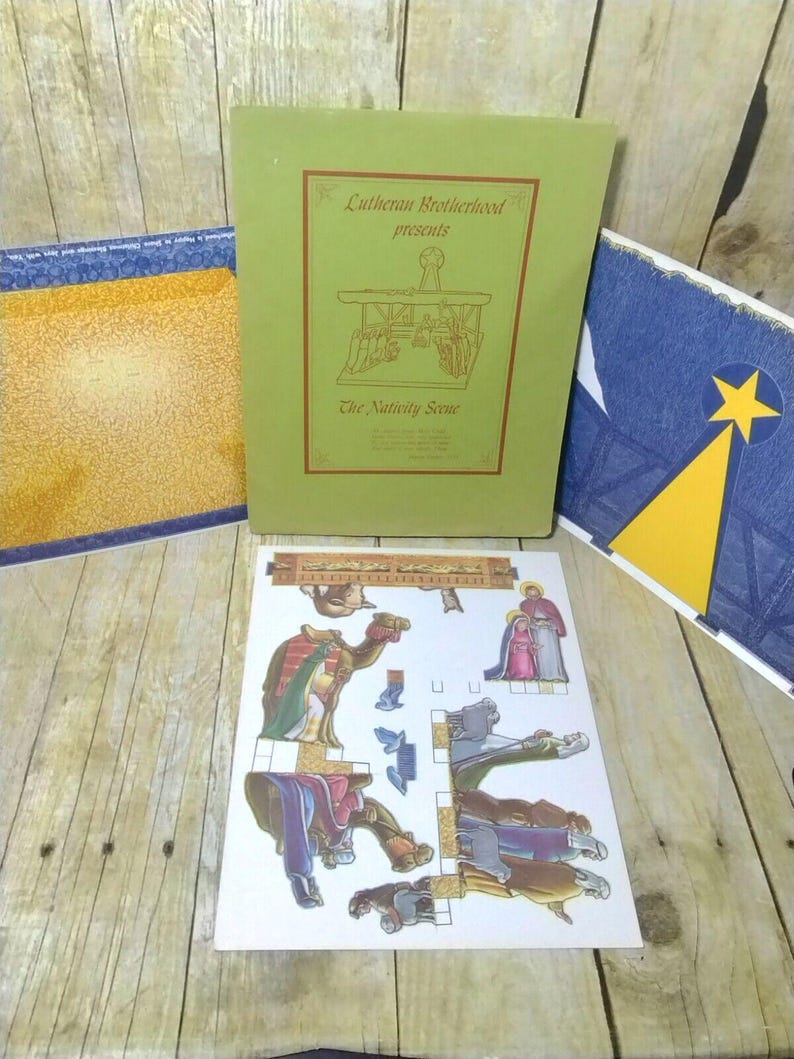 Vtg 3D Die Cut Nativity Scene Poster Board Christmas Diorama Easy ...