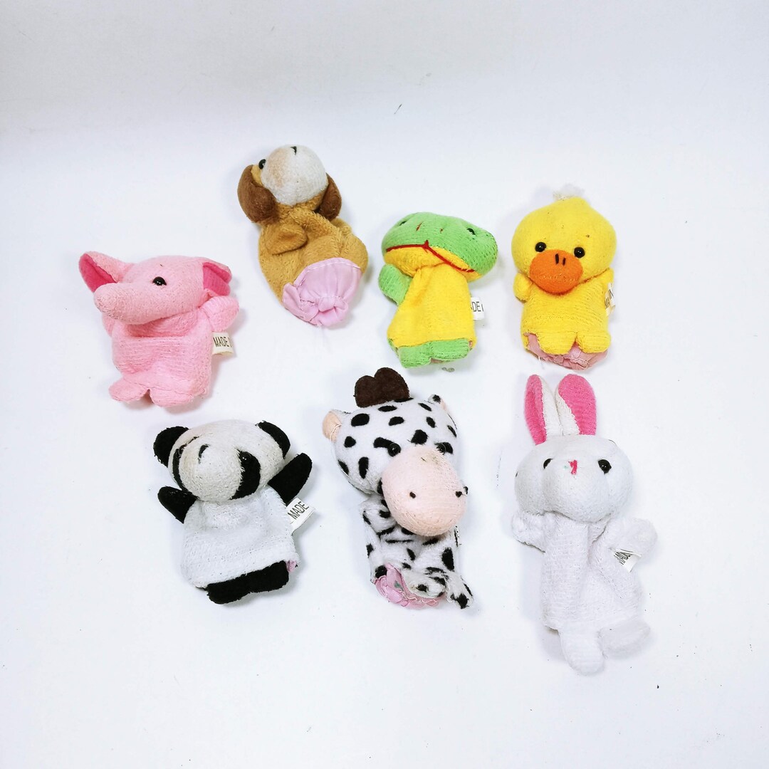 Vintage Animal Finger Puppets Stuffed Animal Pig Puppy Frog Duck Panda ...