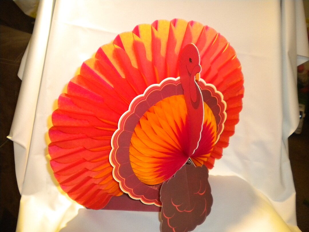 Vintage Hallmark Thanksgiving Turkey Centerpiece Honeycomb Tail Bright ...
