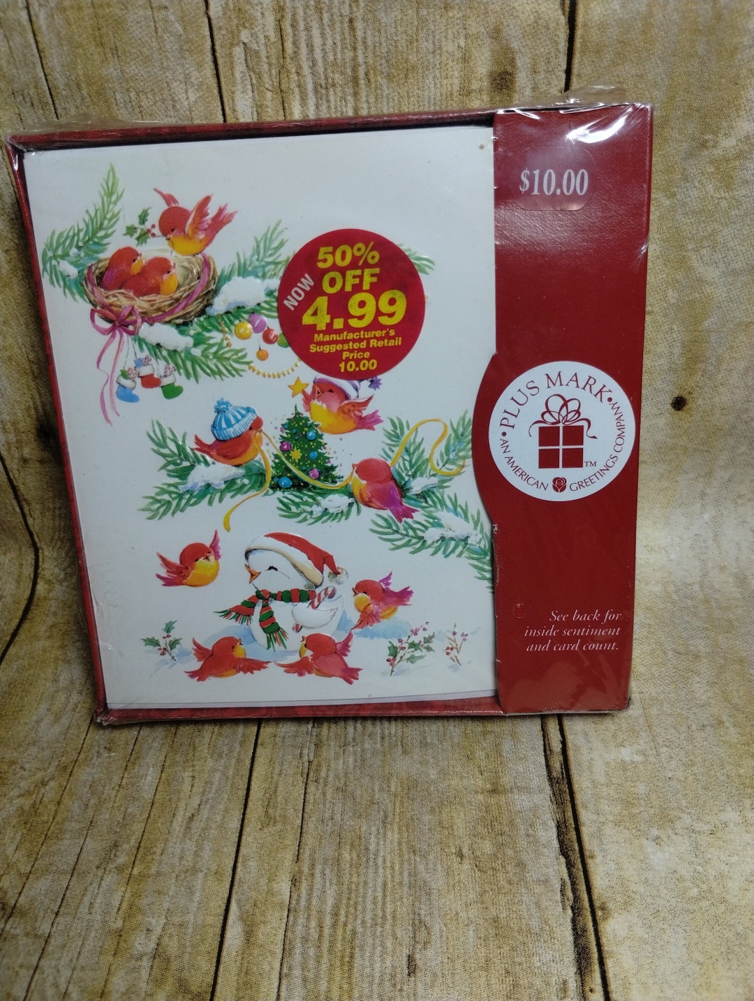 Vtg Christmas Red Birds Cardinal Holiday Cards Hats Scarf Stockings New ...