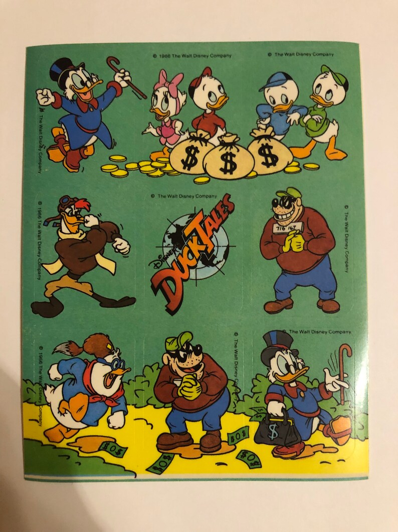 Vintage Ducktales Sticker Sheet 9 Stickers Total Disney 1986 - Etsy