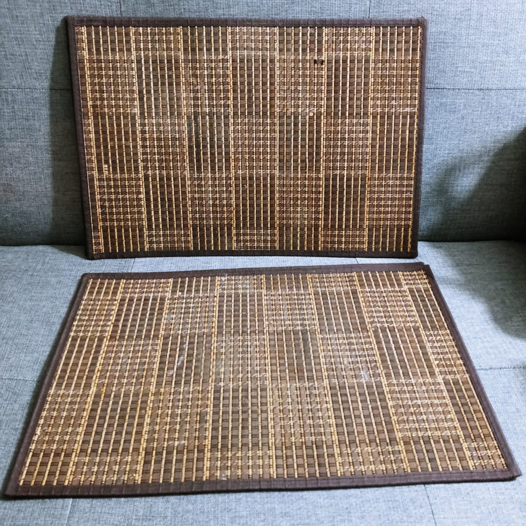 Brown Tan Square Bamboo Placemats Set of 4 Brown Kitchen Decoration ...