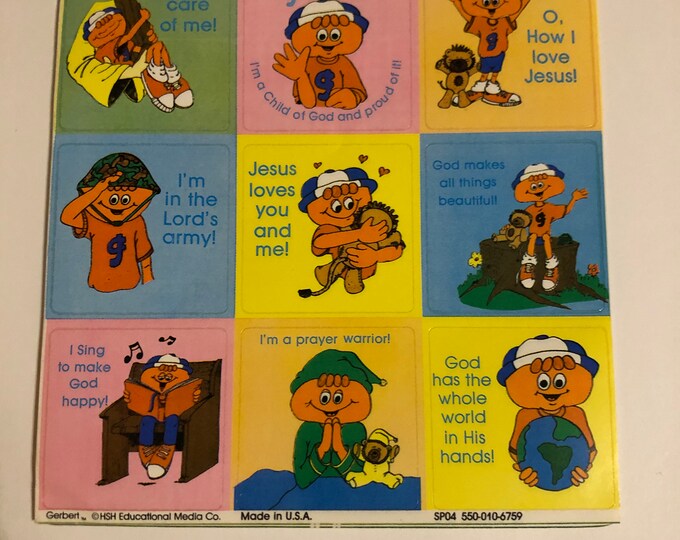 Vintage Gerbert Christian Puppet Sticker Sheet 9 Stickers Total Faith ...