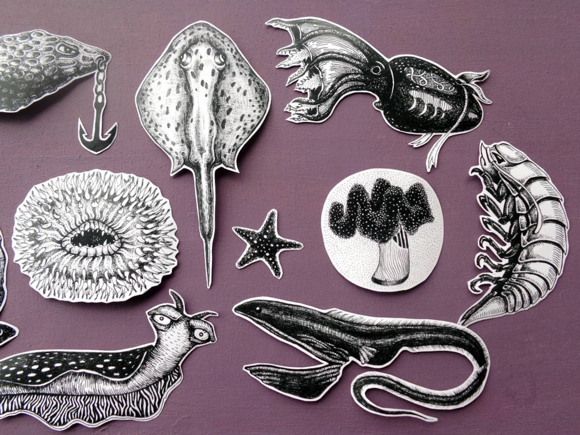 Sticker Pack Deep Sea Creatures 10 Stickers - Etsy