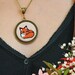 Red Fox Necklace Embroidery Pendant Hipster Animal Jewelry Fashion Cute ...